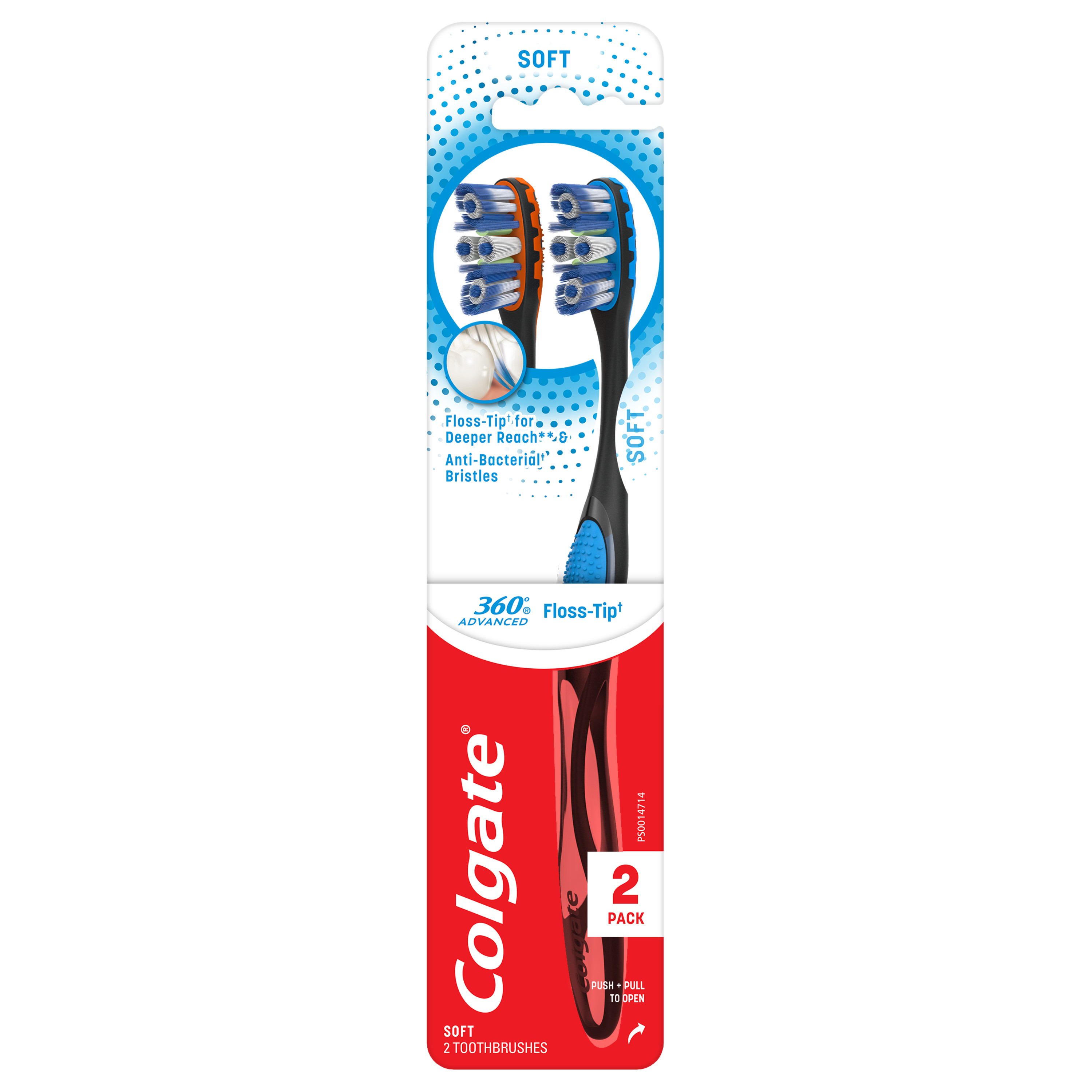 Colgate 360 Advanced Floss-Tip Bristles Toothbrush, Medium - Walmart.com