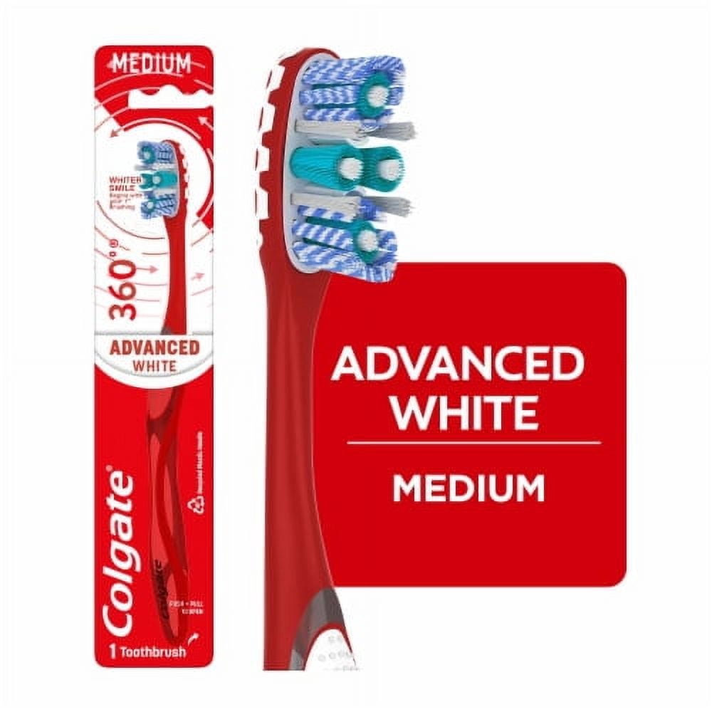Colgate 360° Advanced Optic White Toothbrush Medium 1 count. - Walmart.com