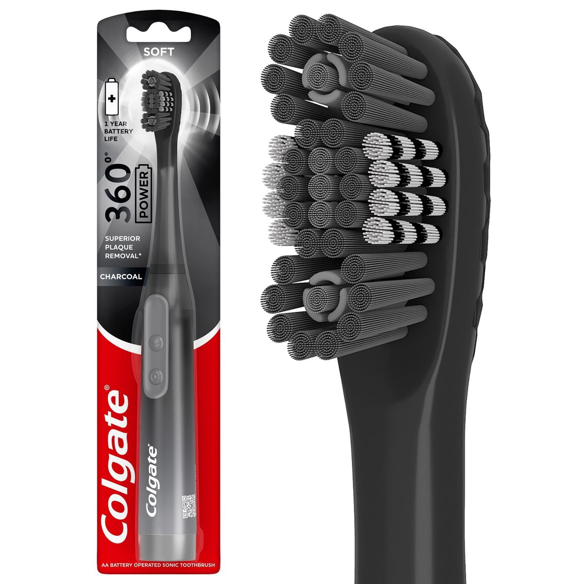 Colgate 360 Charcoal Battery Powered Toothbrush Soft - 1ct - Walmart.com