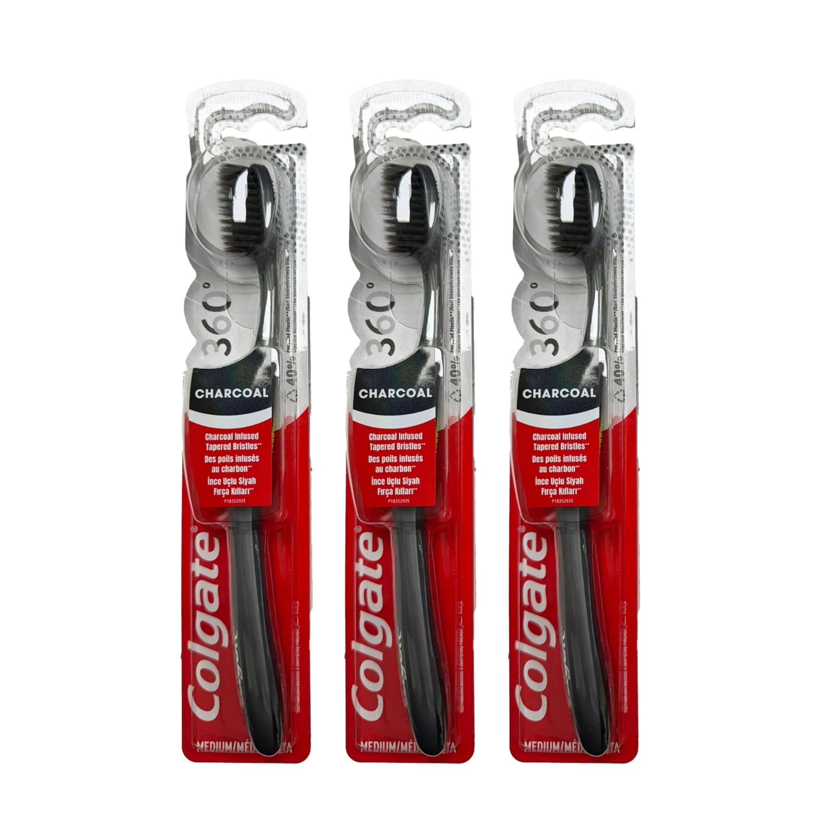 Colgate 360 Charcoal Infused Toothbrush Medium - (3 Pack) - Walmart.com