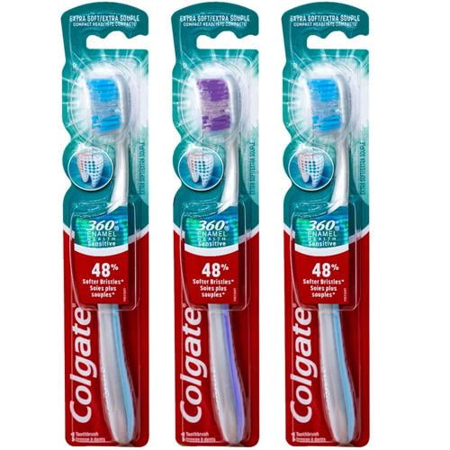 Colgate 360 Enamel Health Sensitive Toothbrush, Compact Head, Extra ...