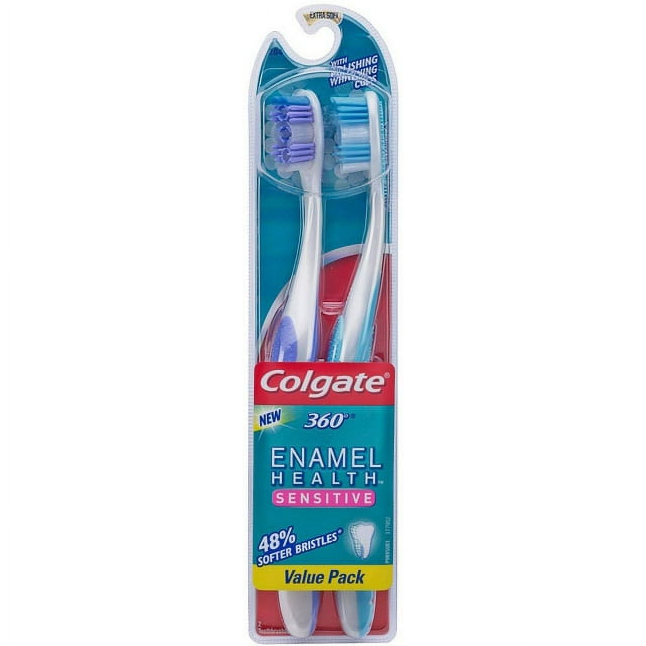 Colgate 360 Enamel Health Sensitive Toothbrush, Extra Soft 2 ea (Pack ...