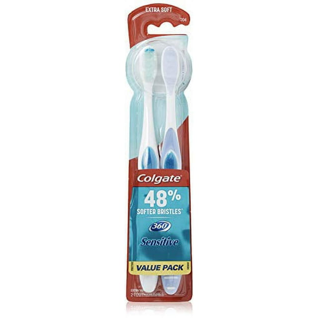 Colgate 360 Extra Soft Toothbrush for Sensitive Teeth and Gums with ...
