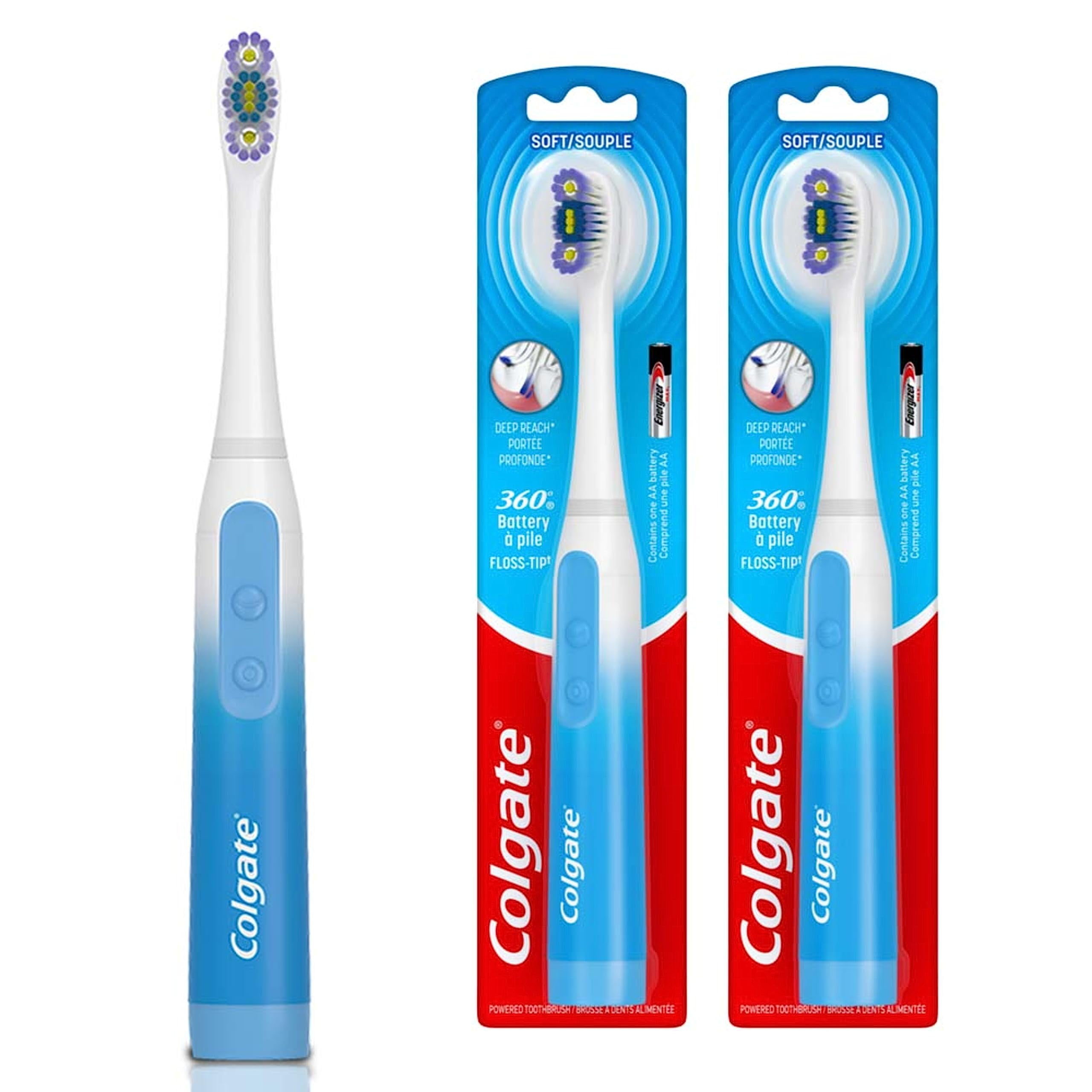 Colgate 360 Floss Tip Sonic Powered Battery Toothbrush, 2 Pack ...