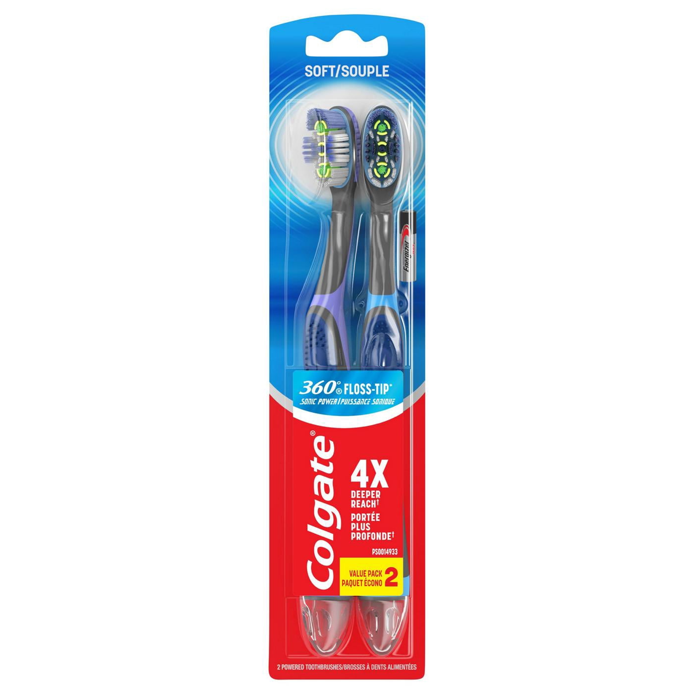 Colgate 360 Floss -Tip Sonic Powered Toothbrush - Soft - 2 pk - Walmart.com