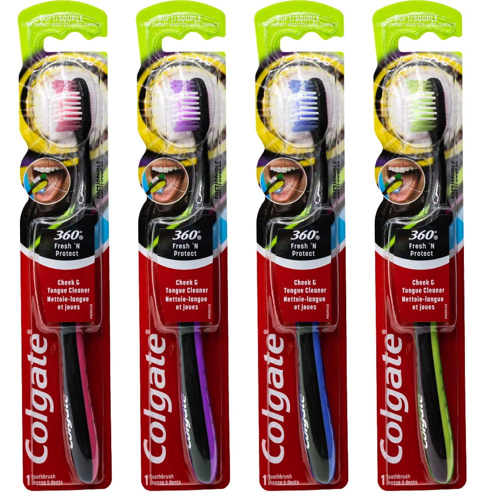 Colgate 360 Fresh N' Protect Toothbrush, Ultra Compact, Soft Bristles, Multipack of 4 - Walmart.com