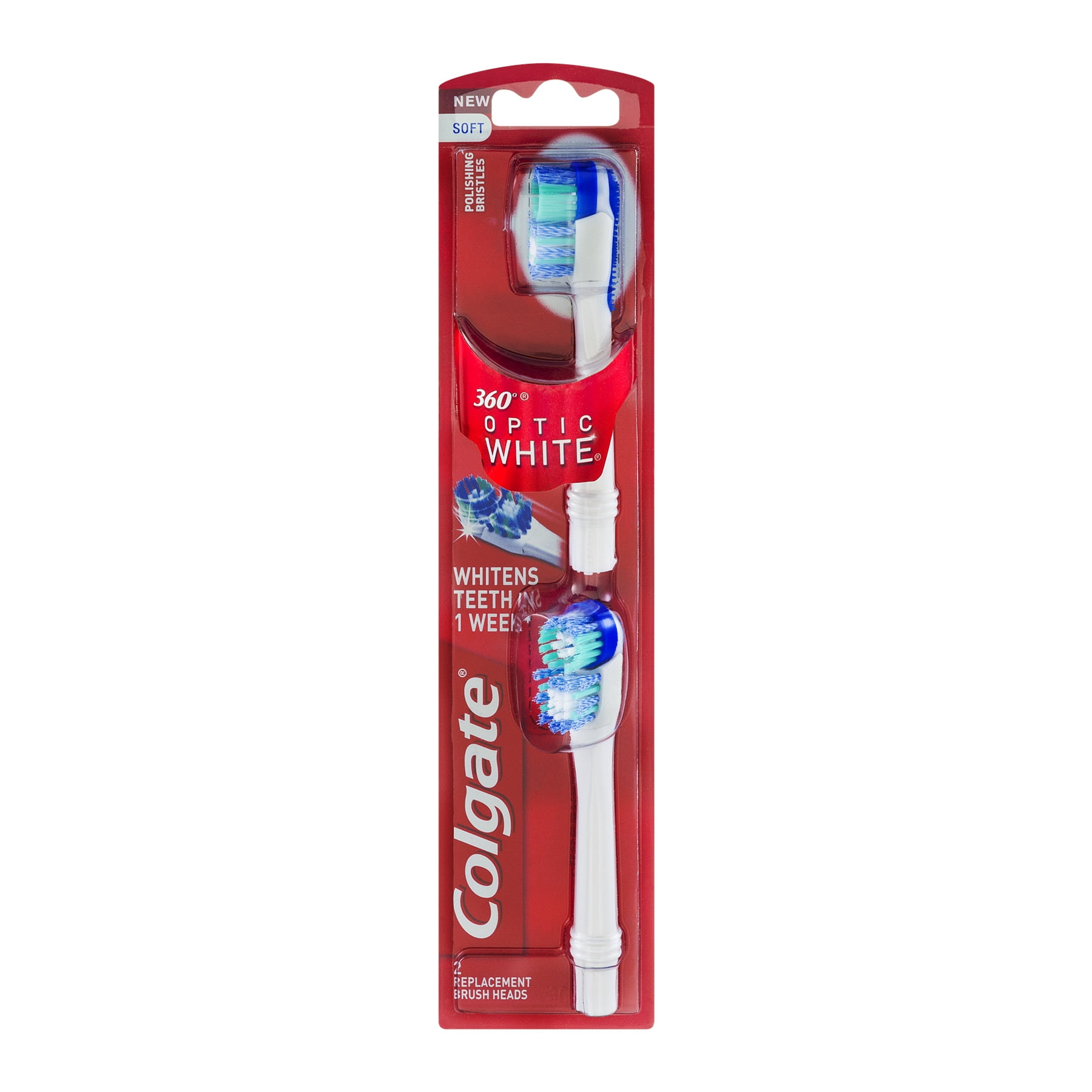 Colgate 360 Optic White Battery Toothbrush Replacement Head - 2 Count ...