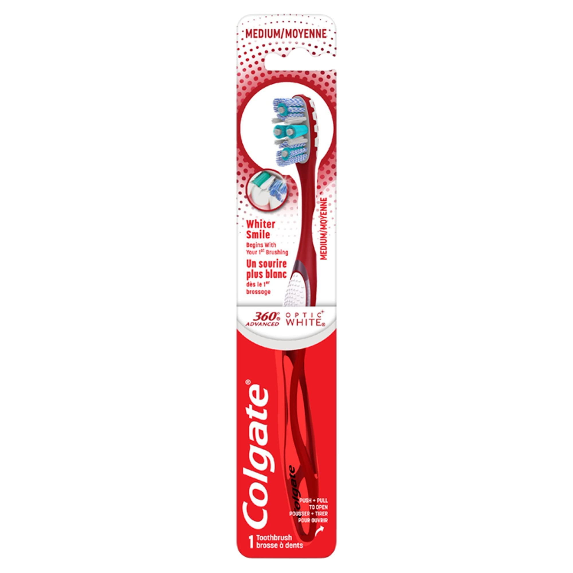 Colgate 360 Optic White Full Head Toothbrush, Medium (Pack Of 2)2 - Pack Of 2 - Walmart.com