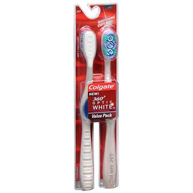 Colgate 360 Optic White Soft Manual Whitening Toothbrush - Twin Pack, 2 ...