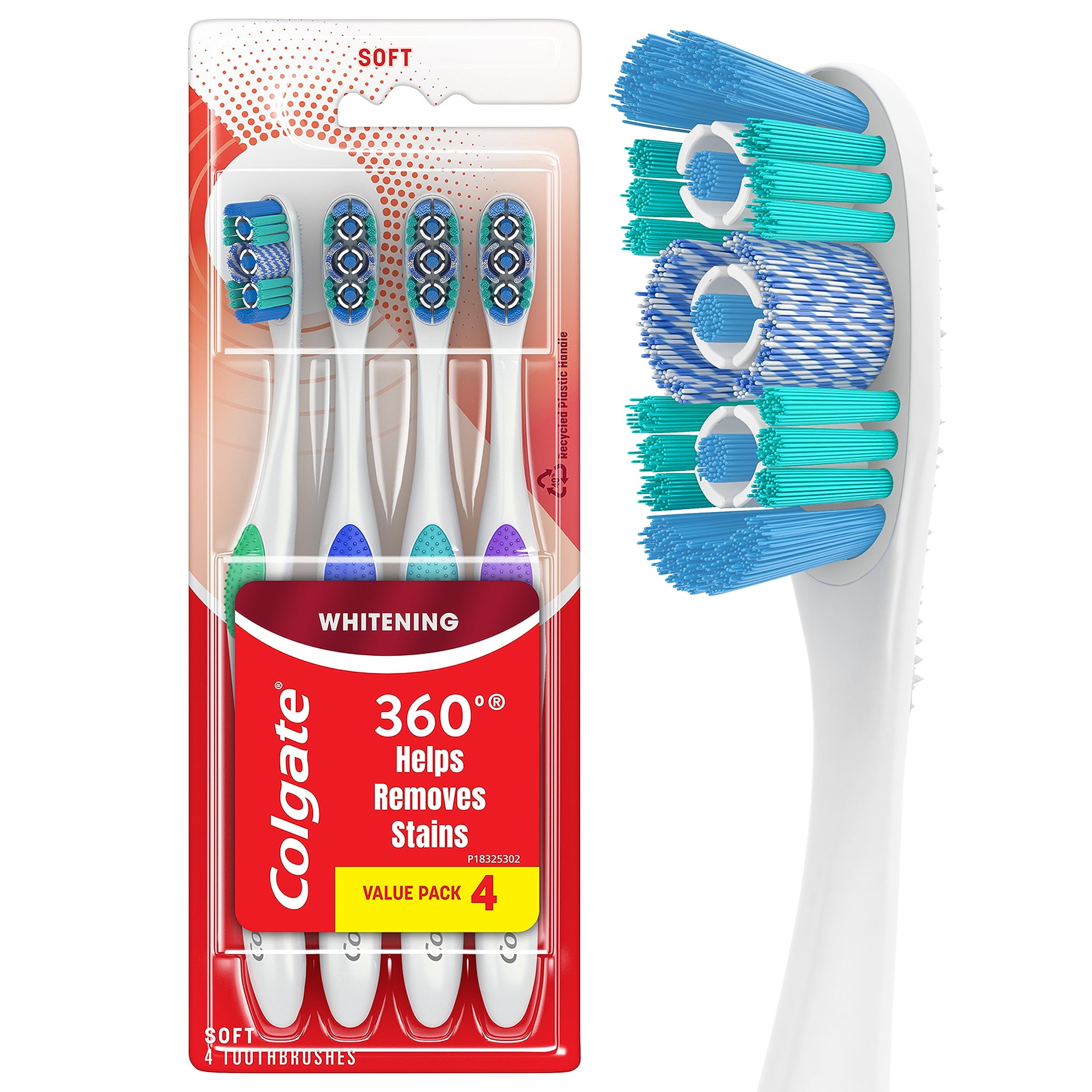 Colgate 360 Optic White Whitening Toothbrush Soft - 4ct - Walmart.com