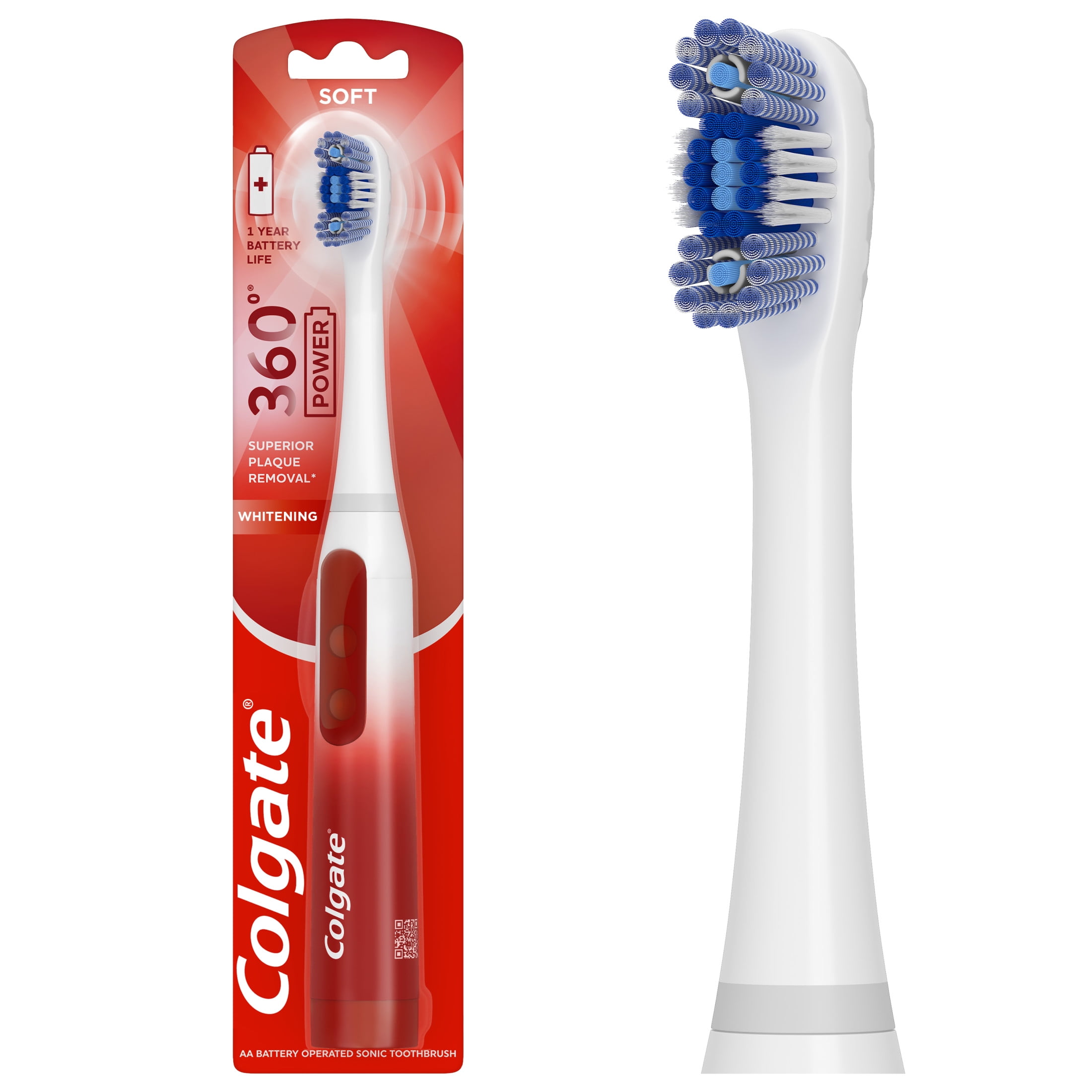 Colgate 360 Power Whitening Battery Operated Toothbrush, Soft, 1 AA Battery Included - Walmart.com