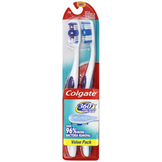 Colgate 360 Toothbrushes Soft Full Head 2 ea (Pack of 2) - Walmart.com