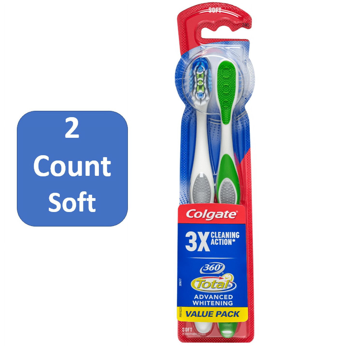 Colgate 360 Total Advanced Whitening Toothbrush, Soft - 2 Count ...