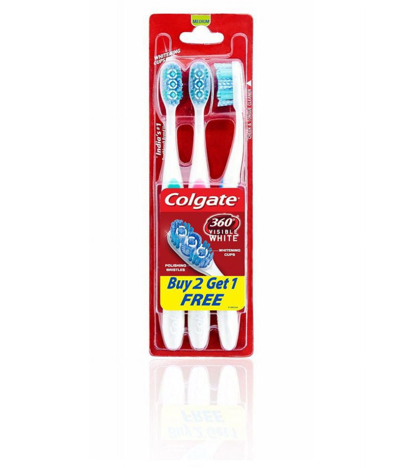 Colgate 360 Visible White Whitens Teeth, Toothbrush Medium, Pack Of 3 ...