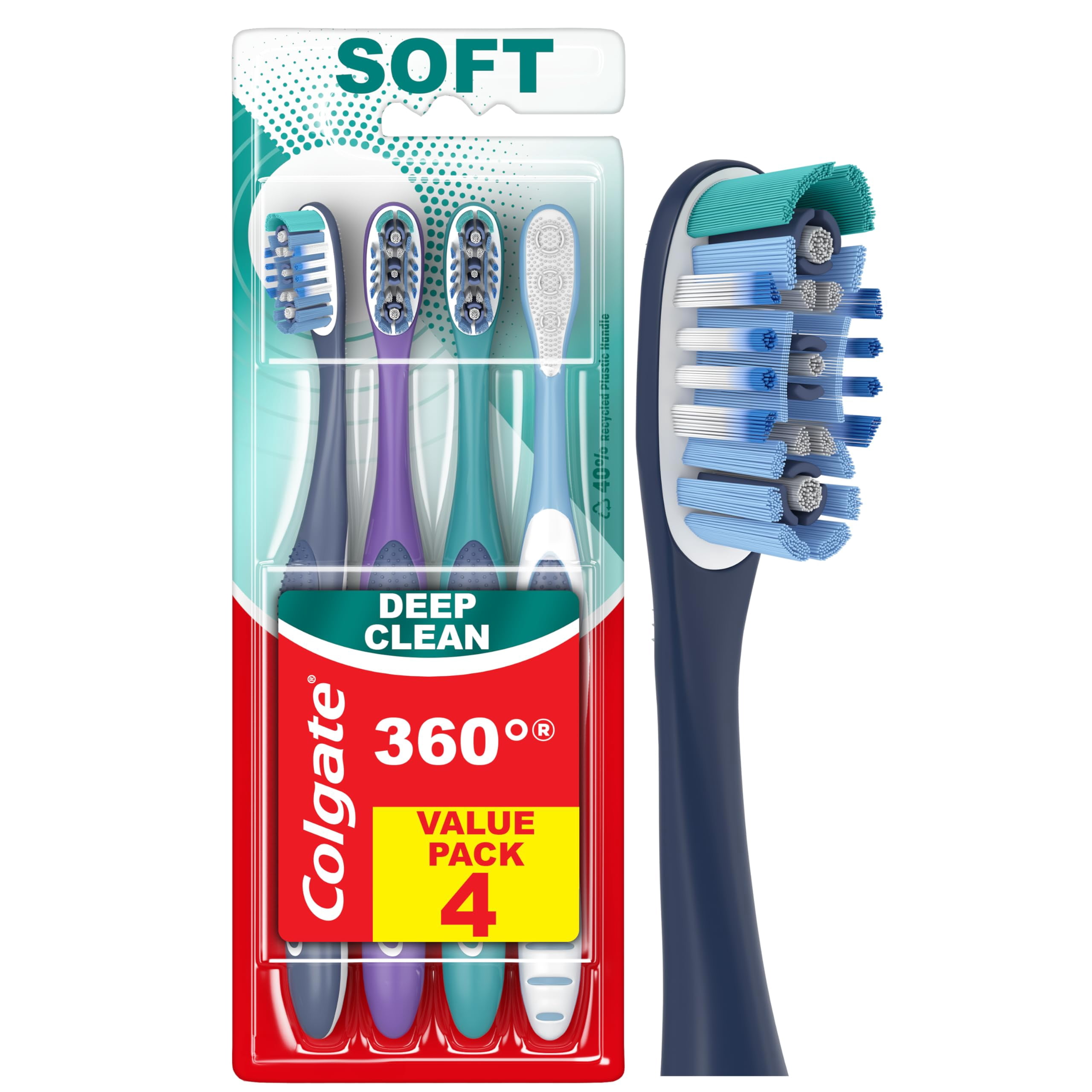 Colgate 360 Whole Mouth AIF9 Toothbrush, Adult Soft Toothbrush With ...