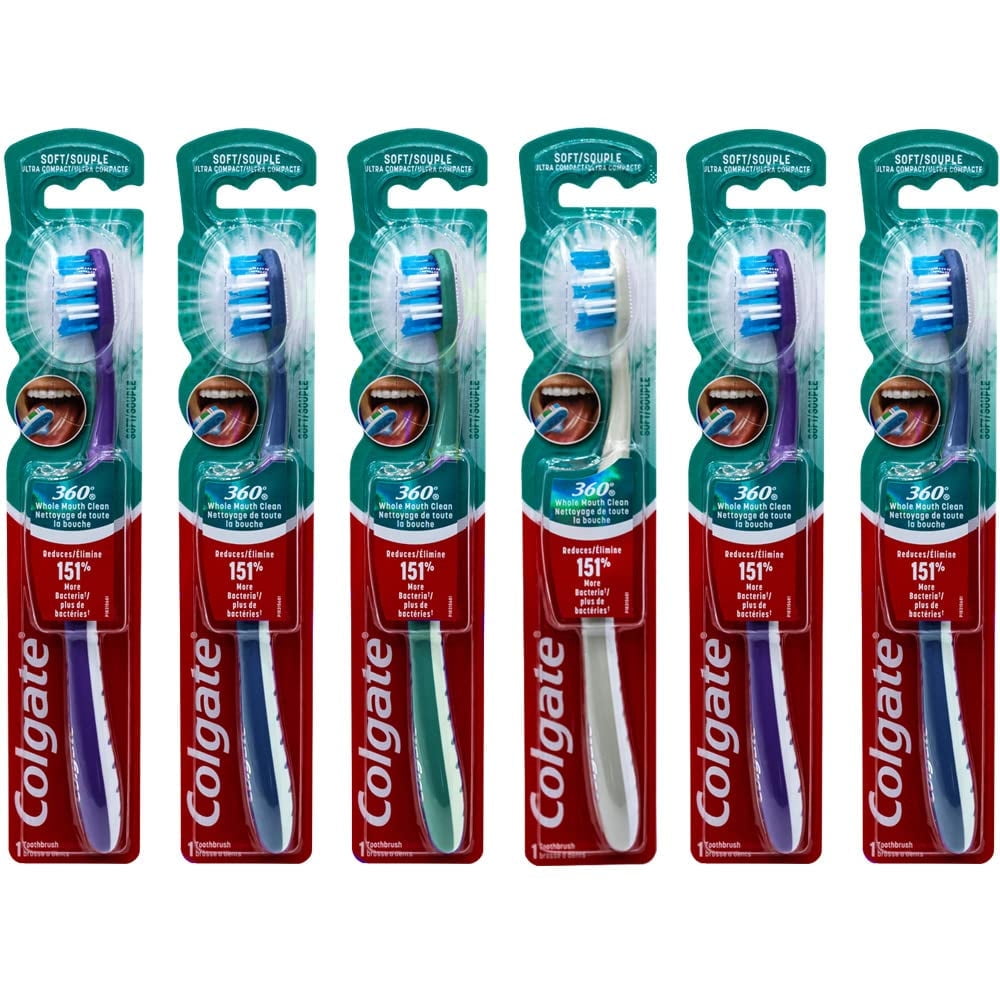 Colgate 360 Whole Mouth Clean Toothbrush, Ultra Compact Head, Soft ...