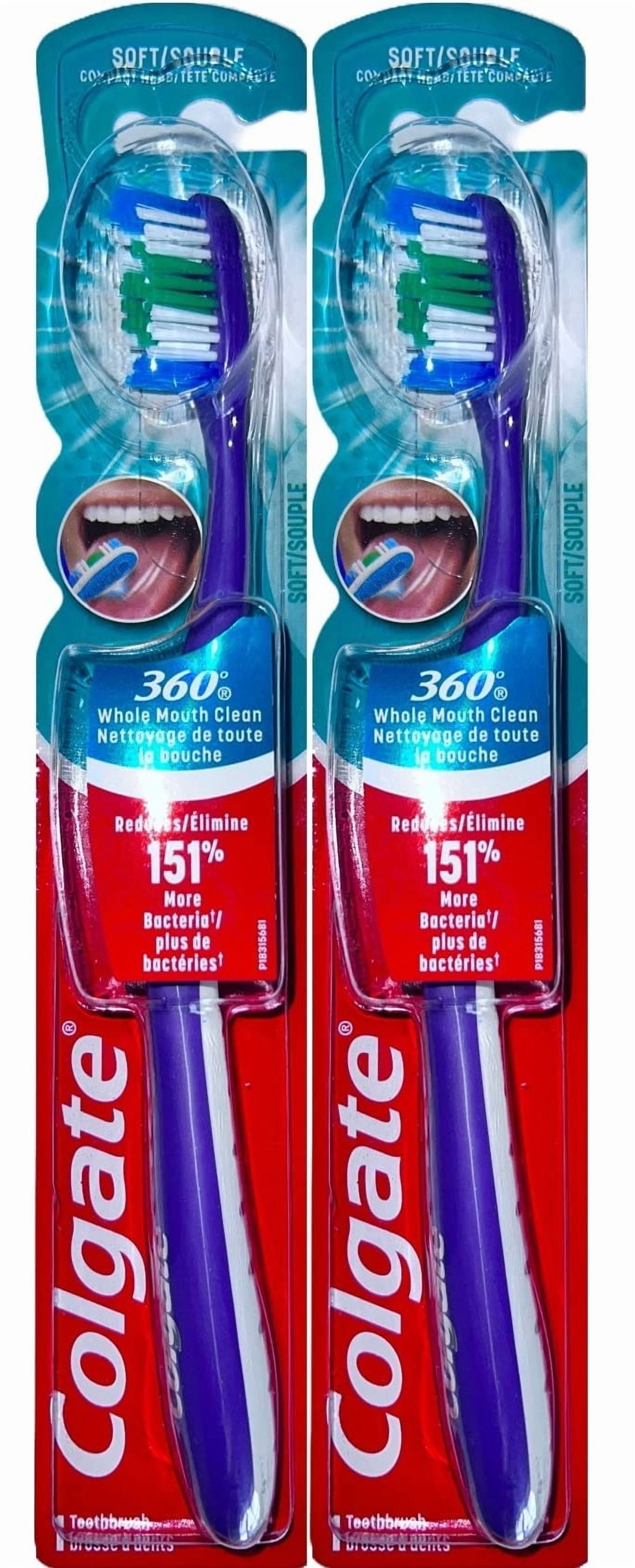 Colgate 360 Whole Mouth Clean Toothbrush, Soft Compact Head (Colors ...