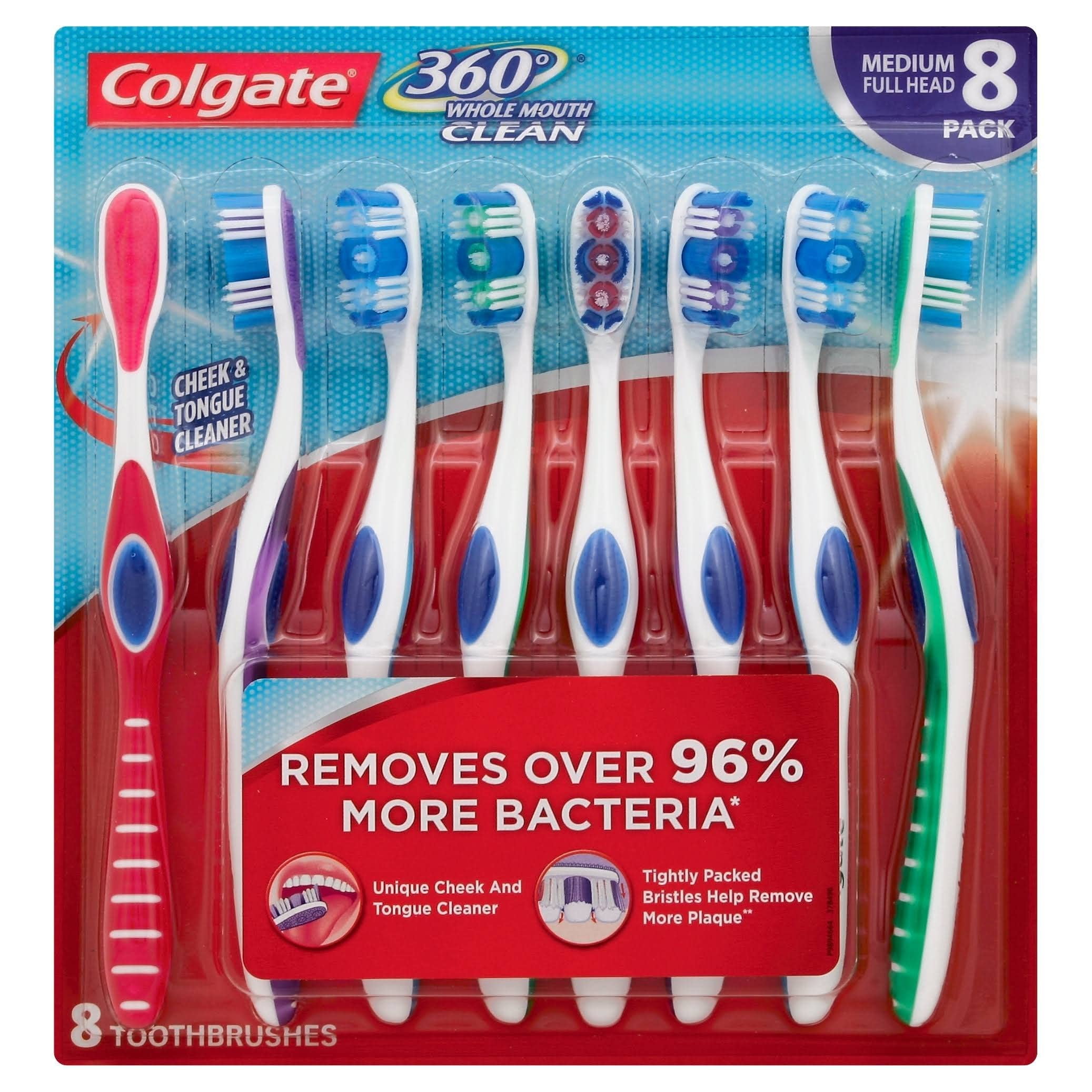 Colgate 360 Whole Mouth Clean Toothbrush With Tongue And Cheek Cleaner ...