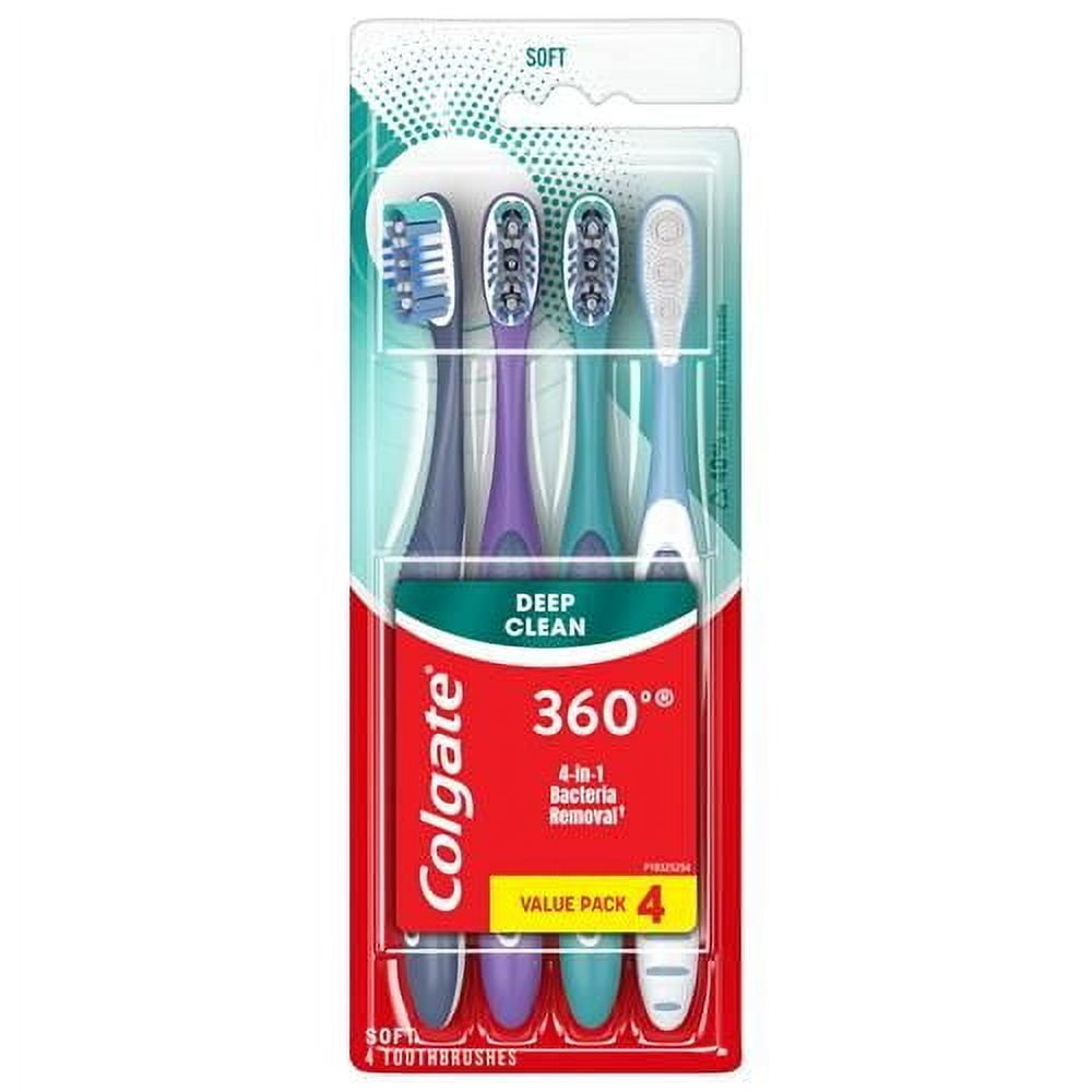 Colgate 360 Whole Mouth Toothbrush, Adult Soft Toothbrush With Tapered ...