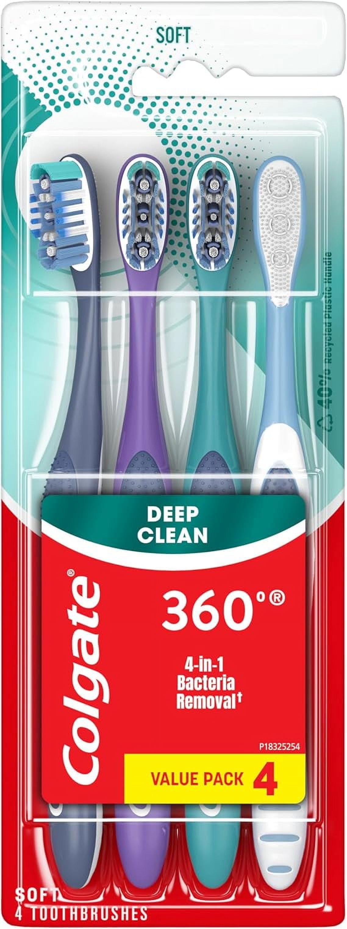 Colgate 360 Whole Mouth Toothbrush, Adult Soft Toothbrush With Tapered ...