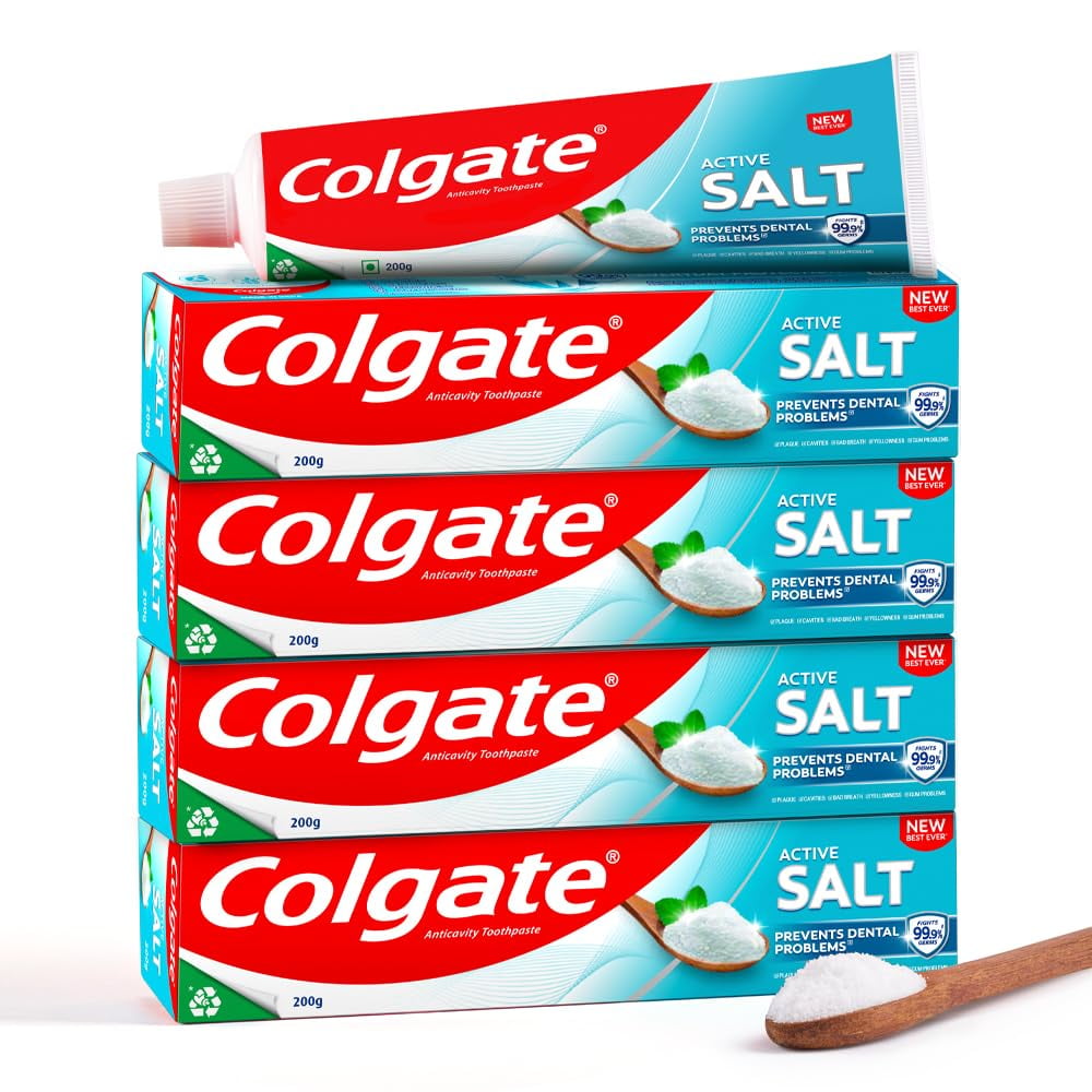 Colgate Active Salt, 800g (200g x 4, Pack of 4) Toothpaste, Daily Germ ...