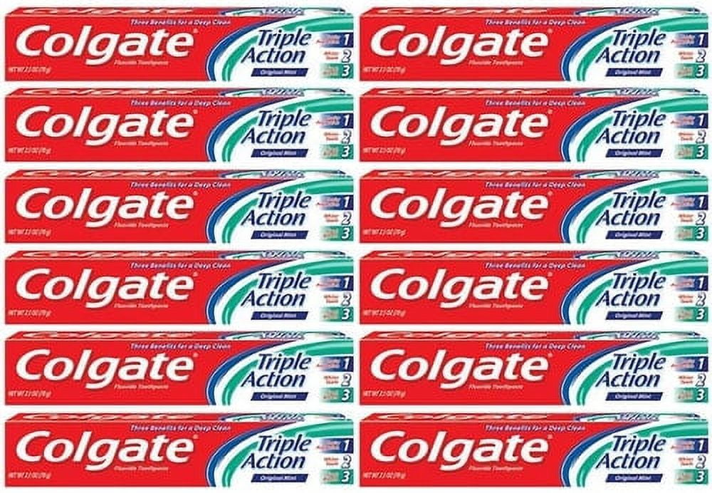 Colgate Anticavity, Original Mint, Triple Action Gel Toothpaste, 12 ...