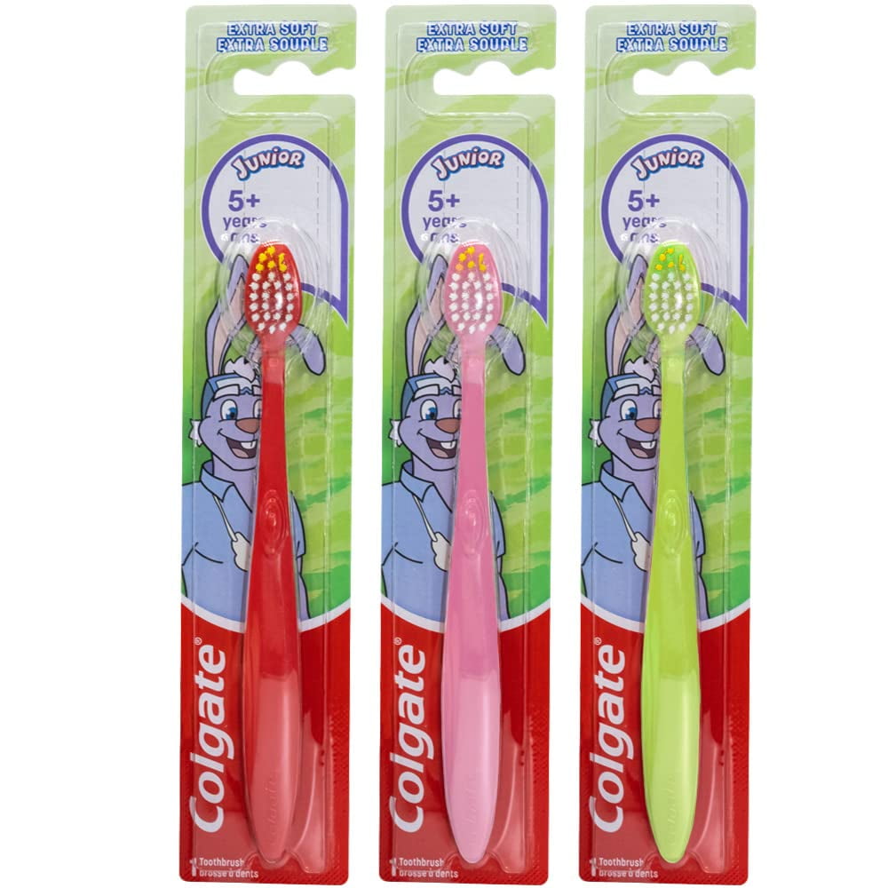 Colgate Bunny Toothbrush, Junior 5+ , Extra Soft (Colors Vary) - Pack ...