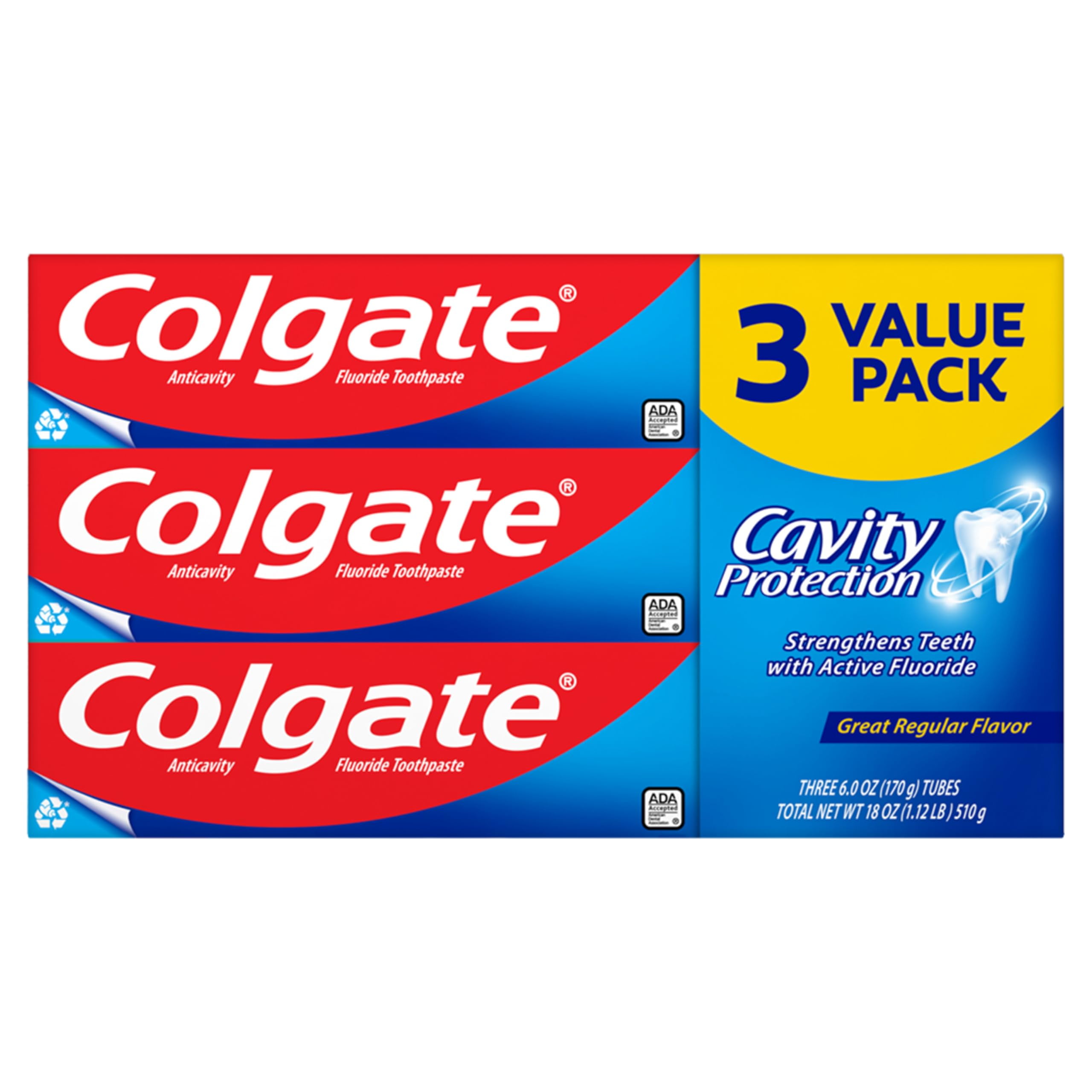 Colgate Cavity Protection Toothpaste With Fluoride, 6 Oz, Pack Of 3 ...