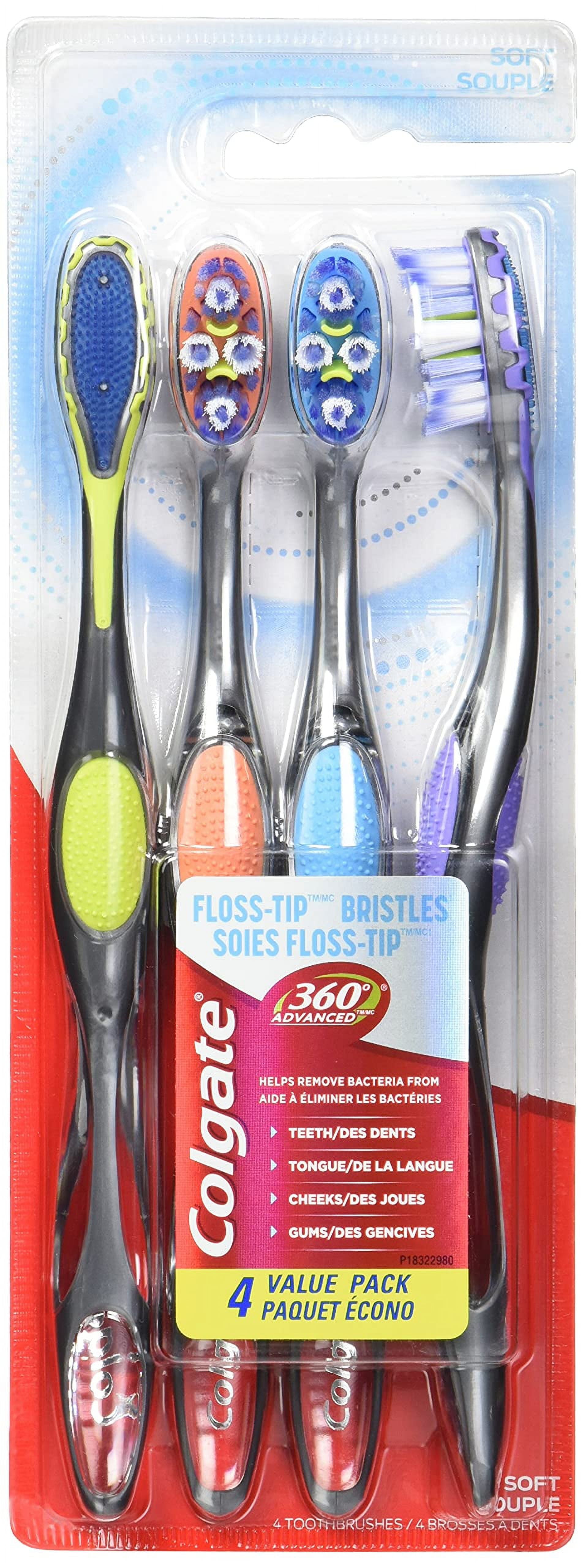 Colgate Colg-360 Adv Floss-Tip RRF12 Bristles Soft,4 Count(Pack of 1) - Walmart.com