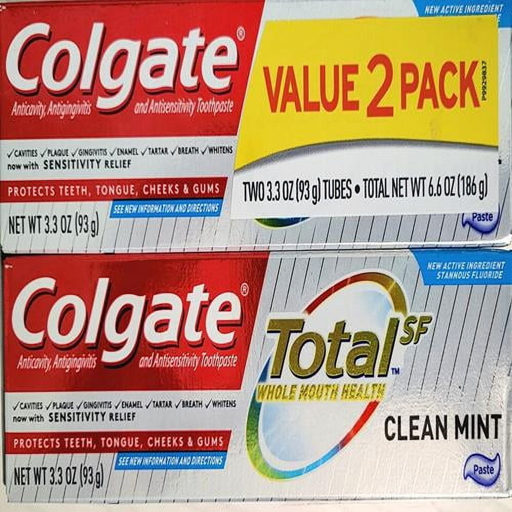Colgate Colgate Total Toothpaste, Clean Mint, 3.3 Oz. 2-Pack- Paste, 6. ...