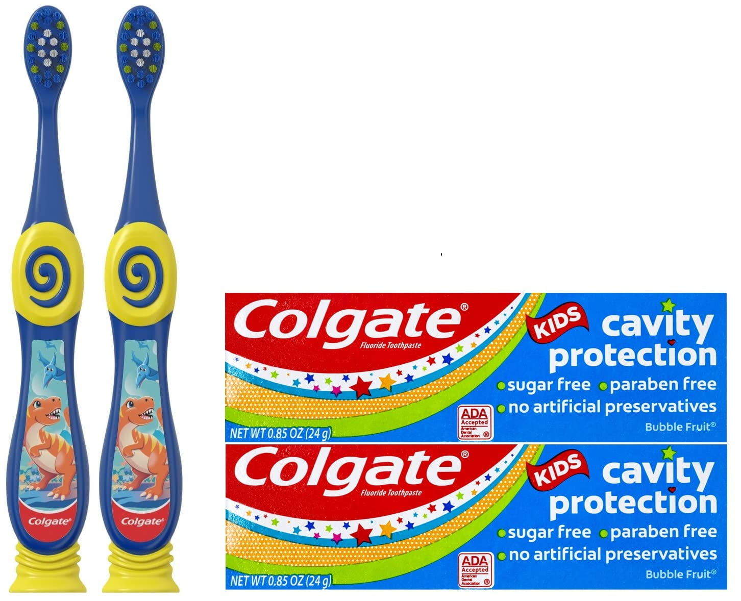Colgate Dinosaur Toothbrush For Children With Suction Cup, Kids 2-5 ...