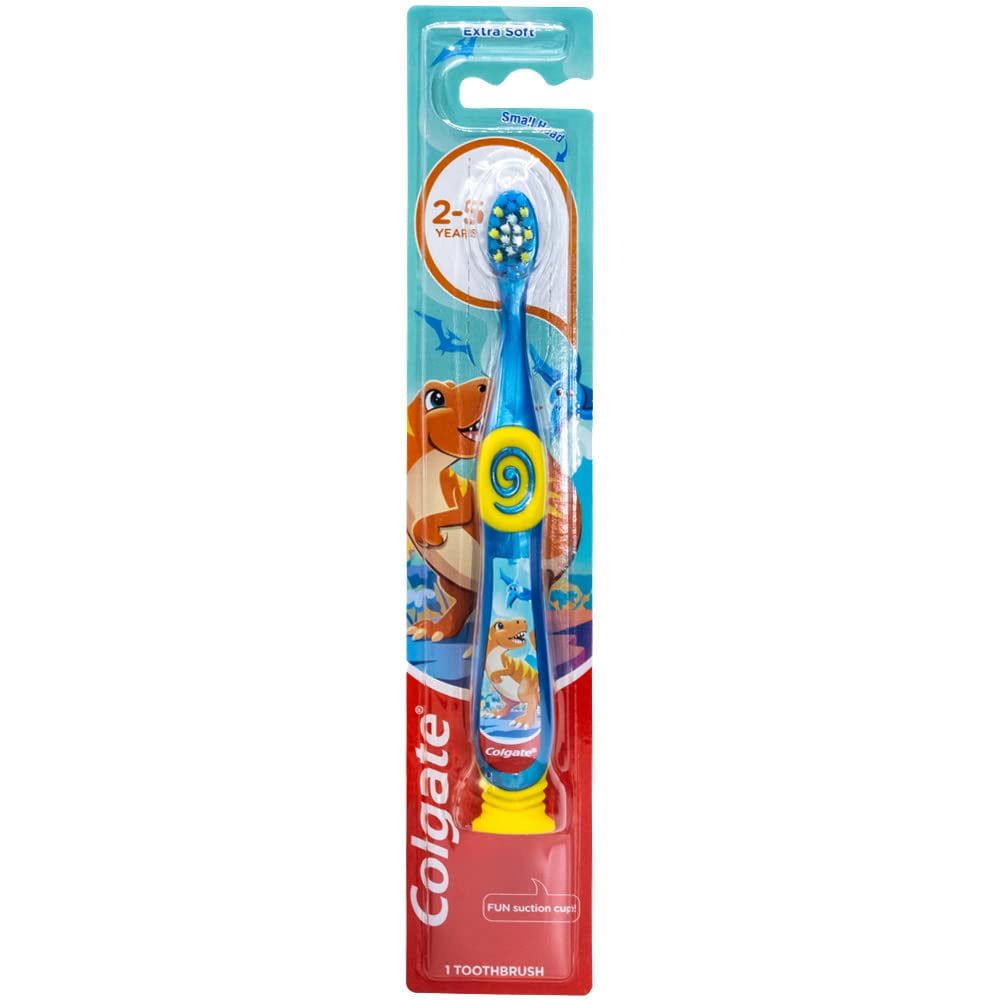 Colgate Dinosaur Toothbrush for Children with Suction Cup, Kids 2-5 ...