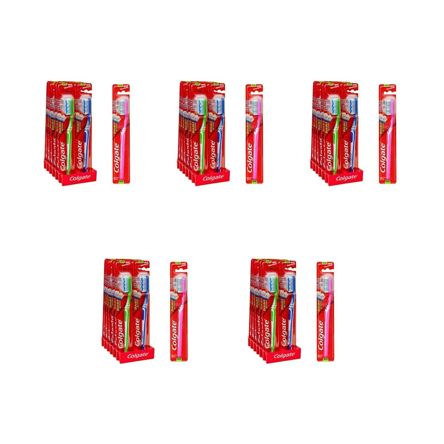 Colgate Double Action Toothbrushes 12‑Count Pack Assorted Colors Medium ...