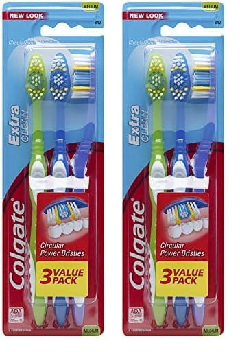 Colgate Extra Clean Full Head Toothbrush, Medium - 3 Count (Pack of 2 ...