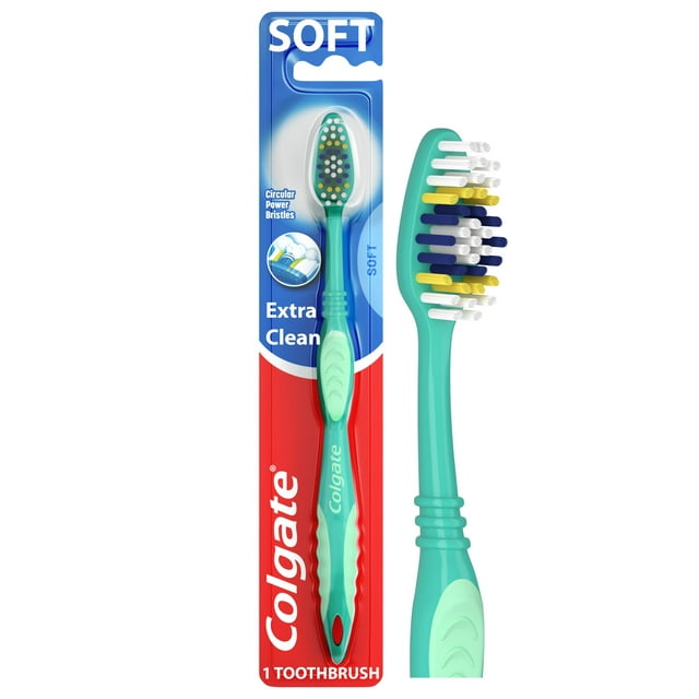 Colgate Extra Clean Soft Toothbrush, Full Head, Adult - 1 Count ...