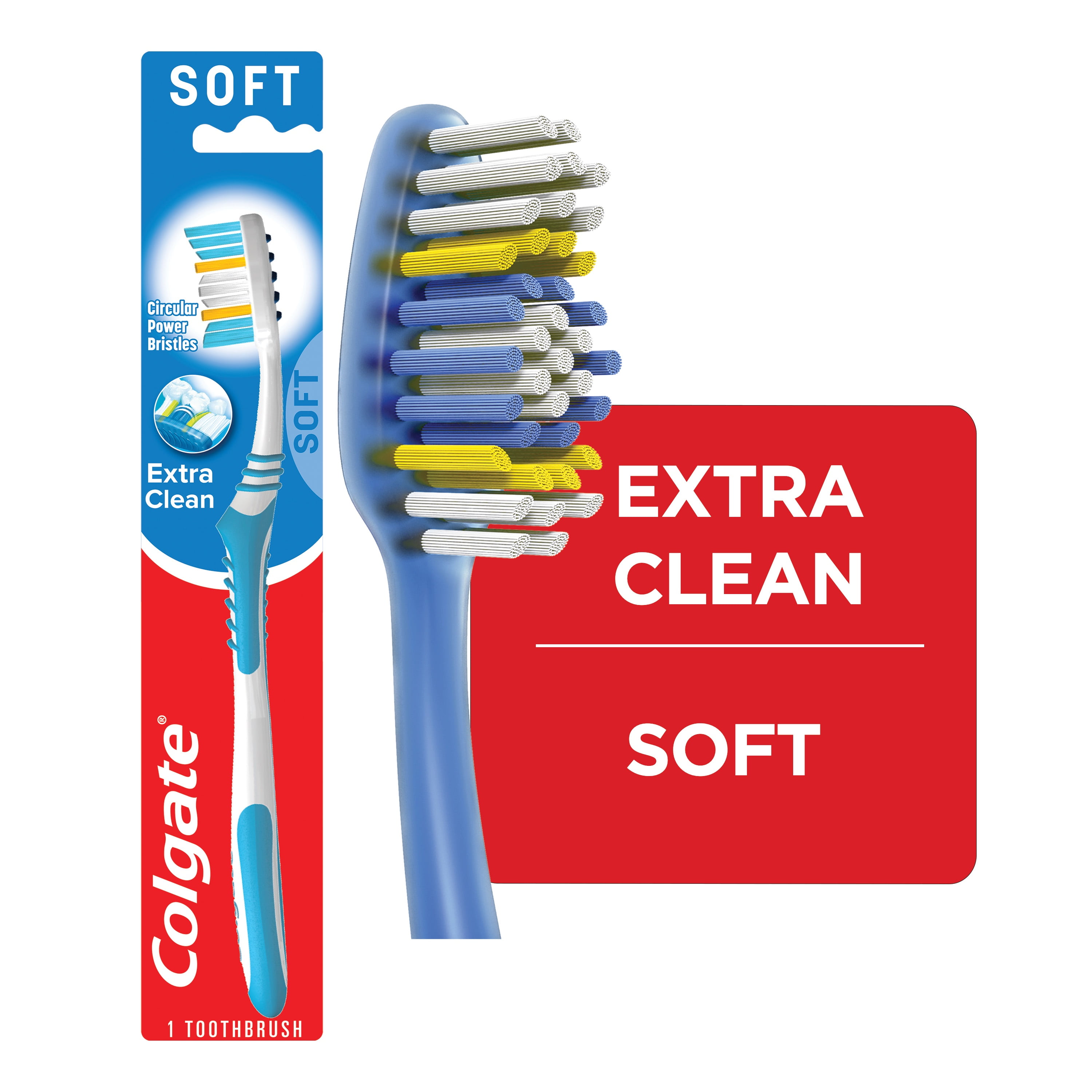 Colgate Extra Clean Soft Toothbrush, Full Head, Adult - 1 Count ...