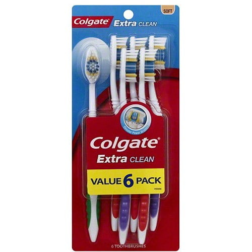 Colgate Extra Clean Manual Toothbrush Value Pack, Soft, 6 Ct - Walmart.com