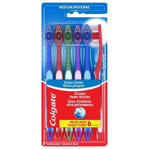 Colgate Extra Clean Toothbrush, Medium Bulk Toothbrush Pack, Adult ...