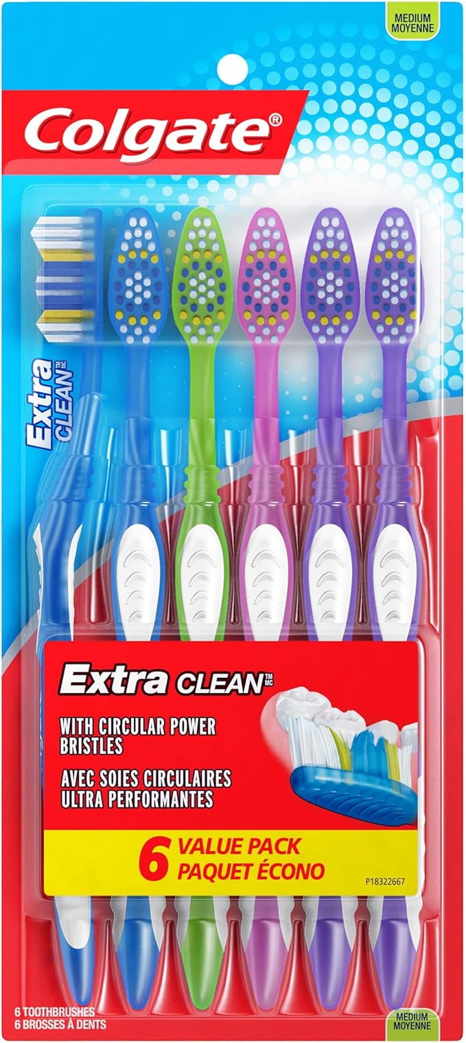 Colgate Extra Clean Toothbrush, Medium Bulk Toothbrush Pack, Adult ...