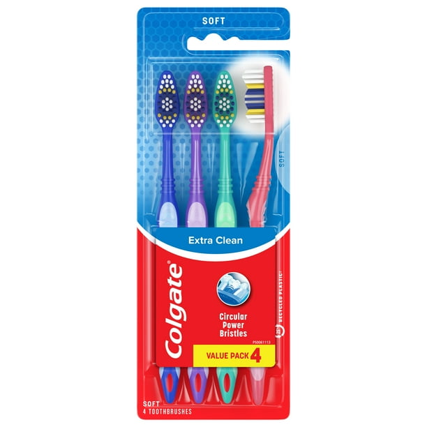 Colgate Extra Clean Full Head Toothbrush, Soft, 4 Count - Walmart ...