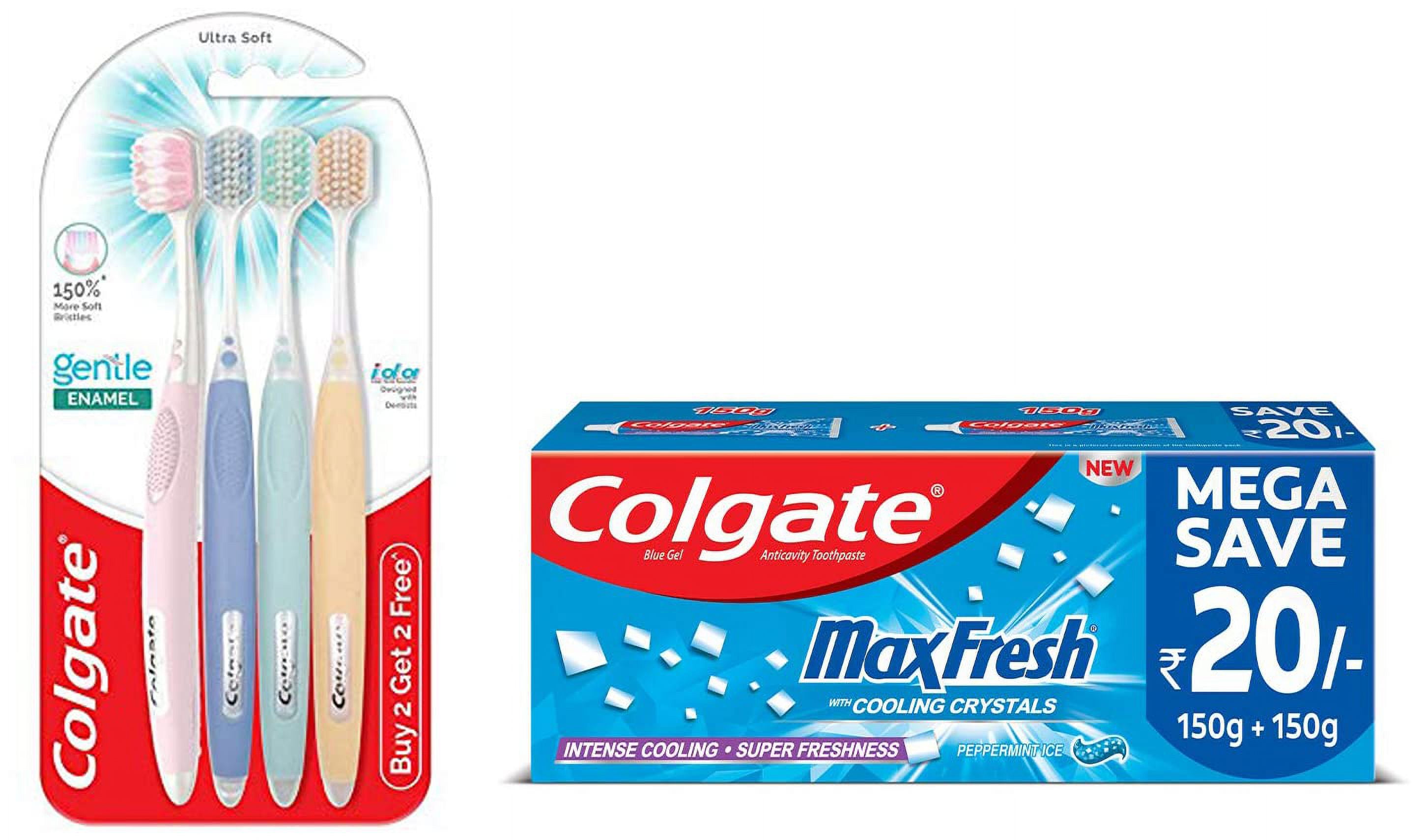 Colgate Gentle Enamel Ultra Soft Bristles Toothbrush, 4 Pcs , Soft ...