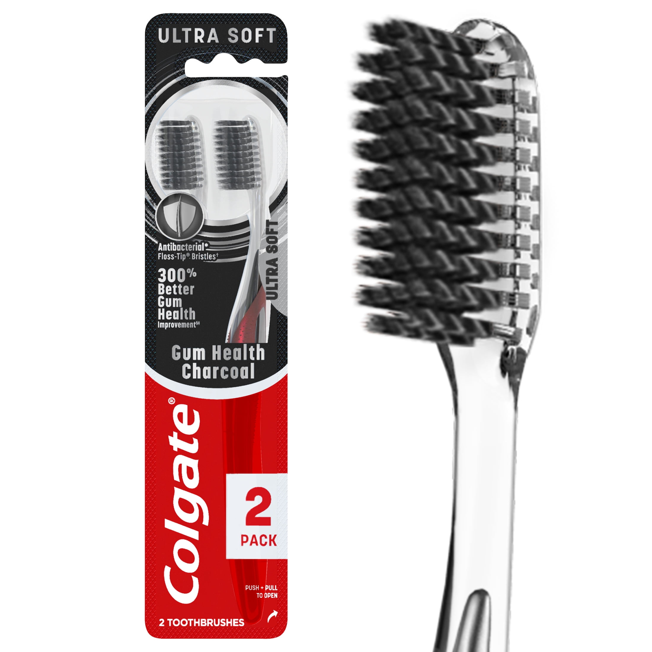 Colgate Gum Health Adult Manual Charcoal Toothbrush, Ultra Soft, 2 Pack ...