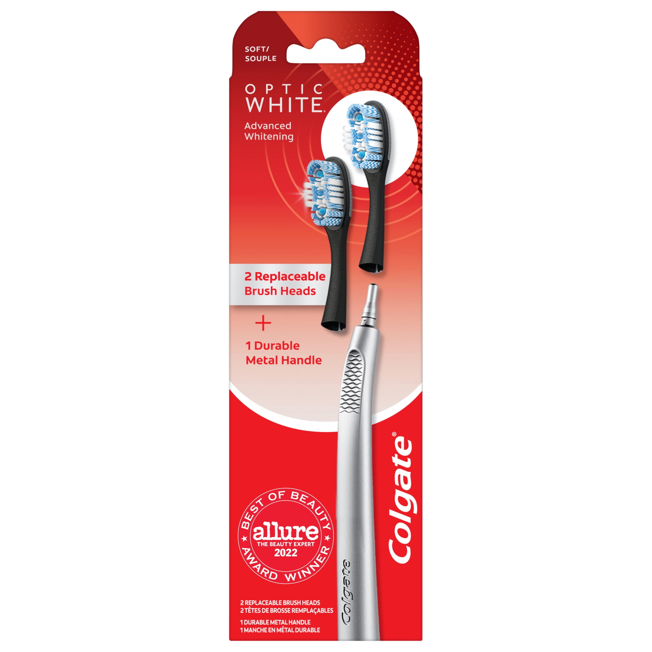 Colgate Keep Optic White Replaceable Head Adult Toothbrush Starter Kit 2 Brush Heads Walmart