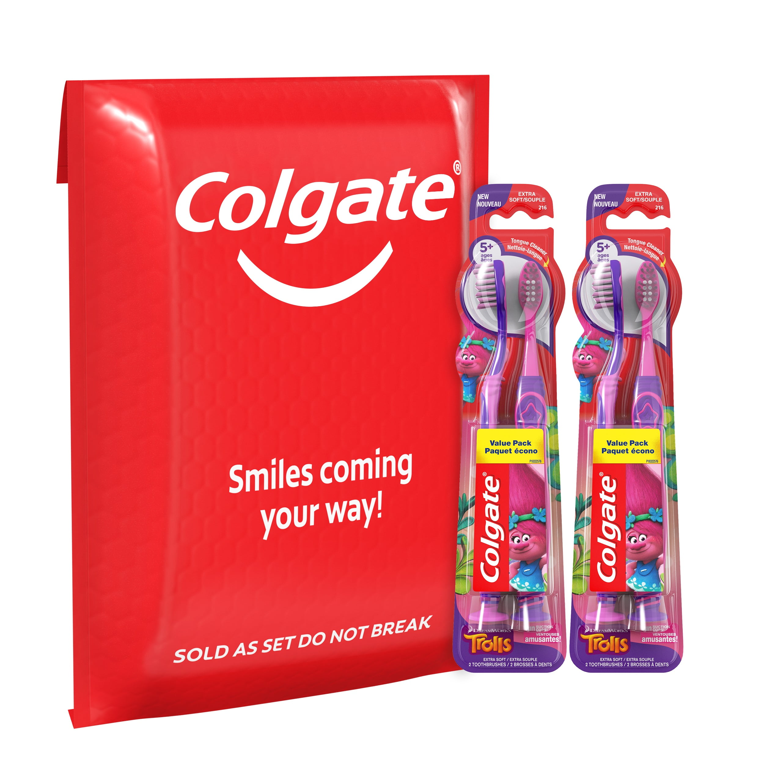 Colgate Kids Trolls Extra Soft Toothbrush Multipack with Suction Cup- 4 ...