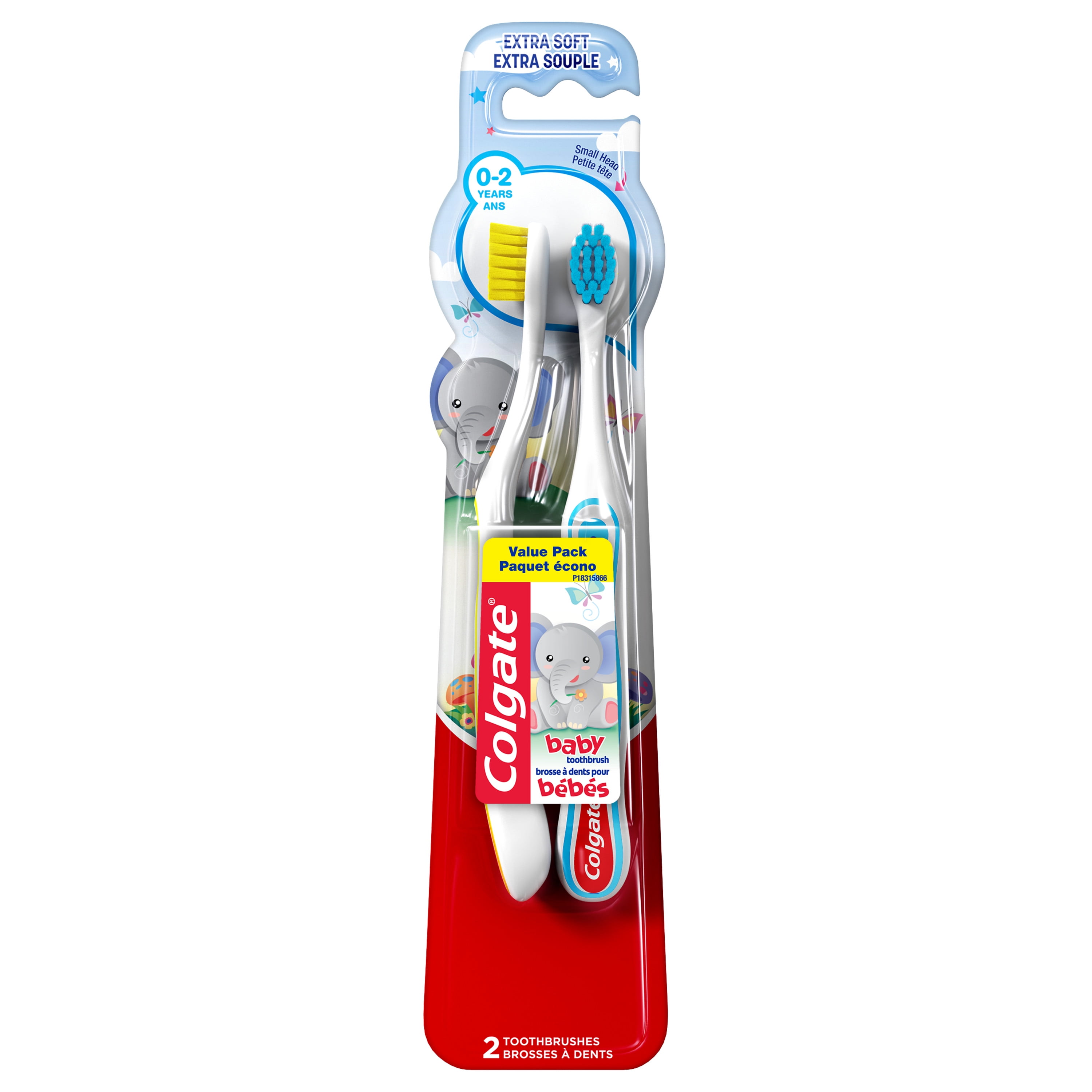 Colgate Kids My First Toothbrush, Extra Soft Baby Toothbrushes, 2 Pack ...