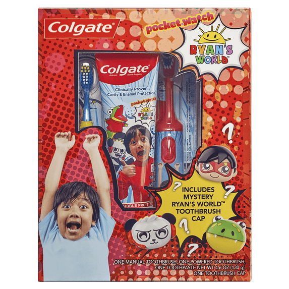 Colgate Kids Toothbrush, Toothpaste, and Toothbrush Cover Set, Ryan's ...