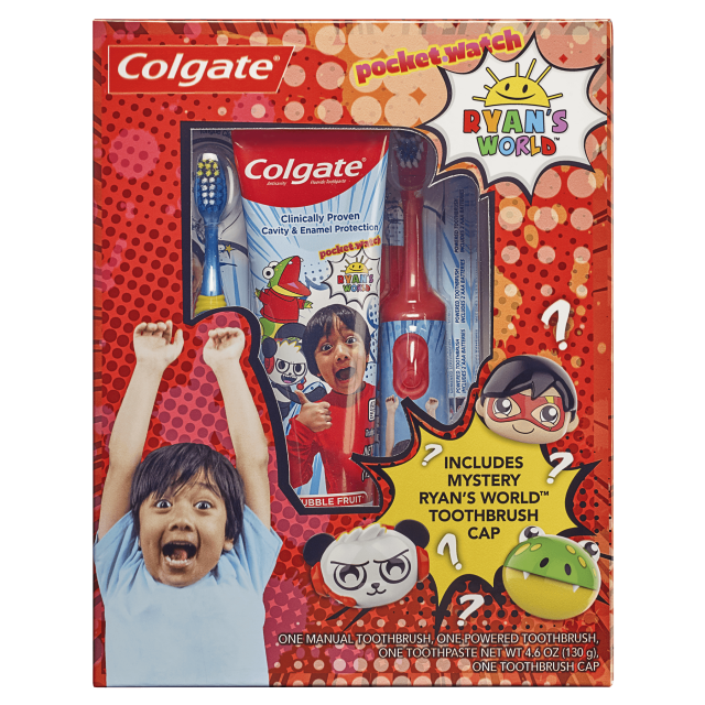 Colgate Kids Toothbrush, Toothpaste, and Toothbrush Cover Set, Ryan's ...