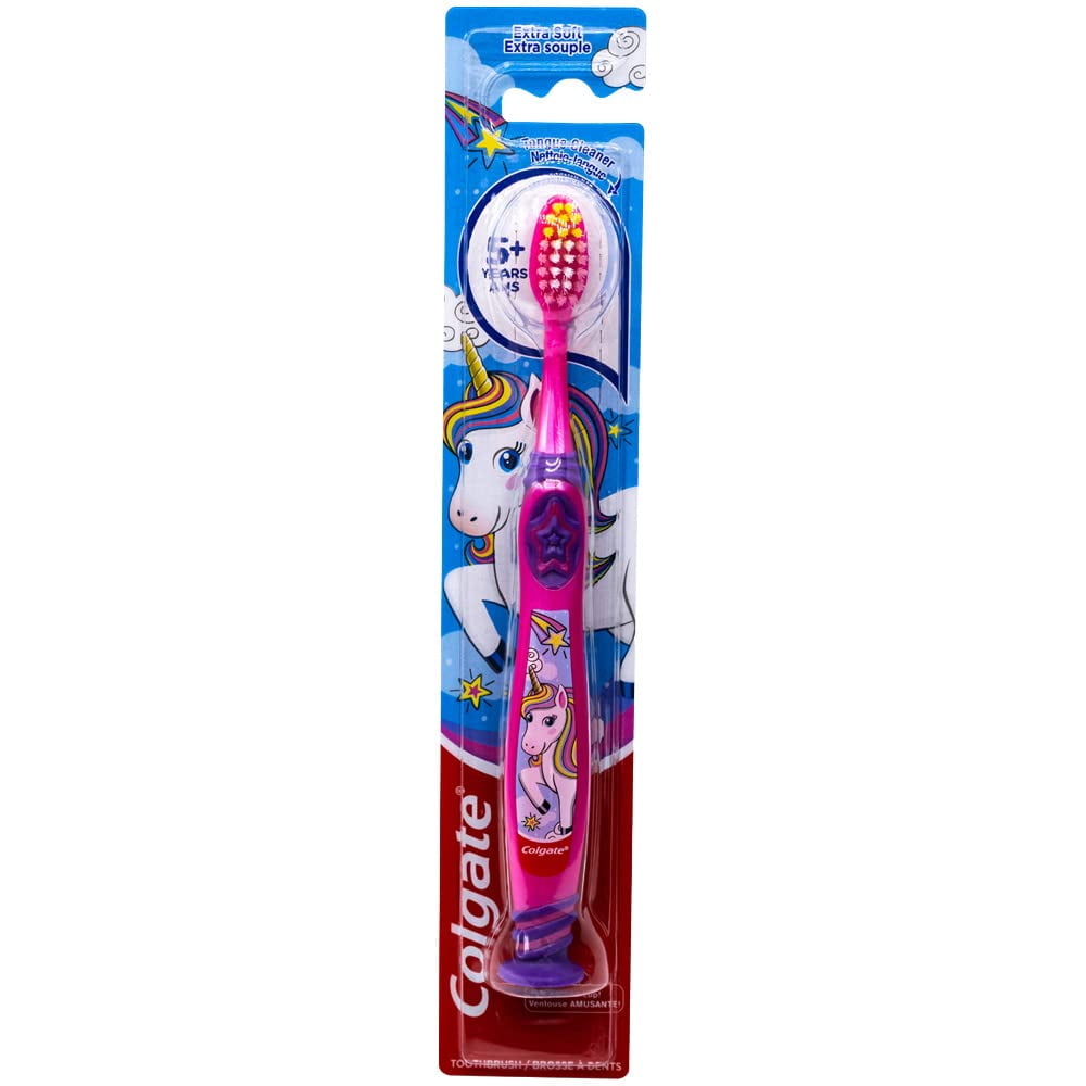 Colgate Kids Unicorn Toothbrush with Suction Cup for Children 5+ Years ...