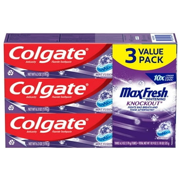 Colgate MaxFresh KnockOut Whitening Toothpaste with Mini Breath Strips ...