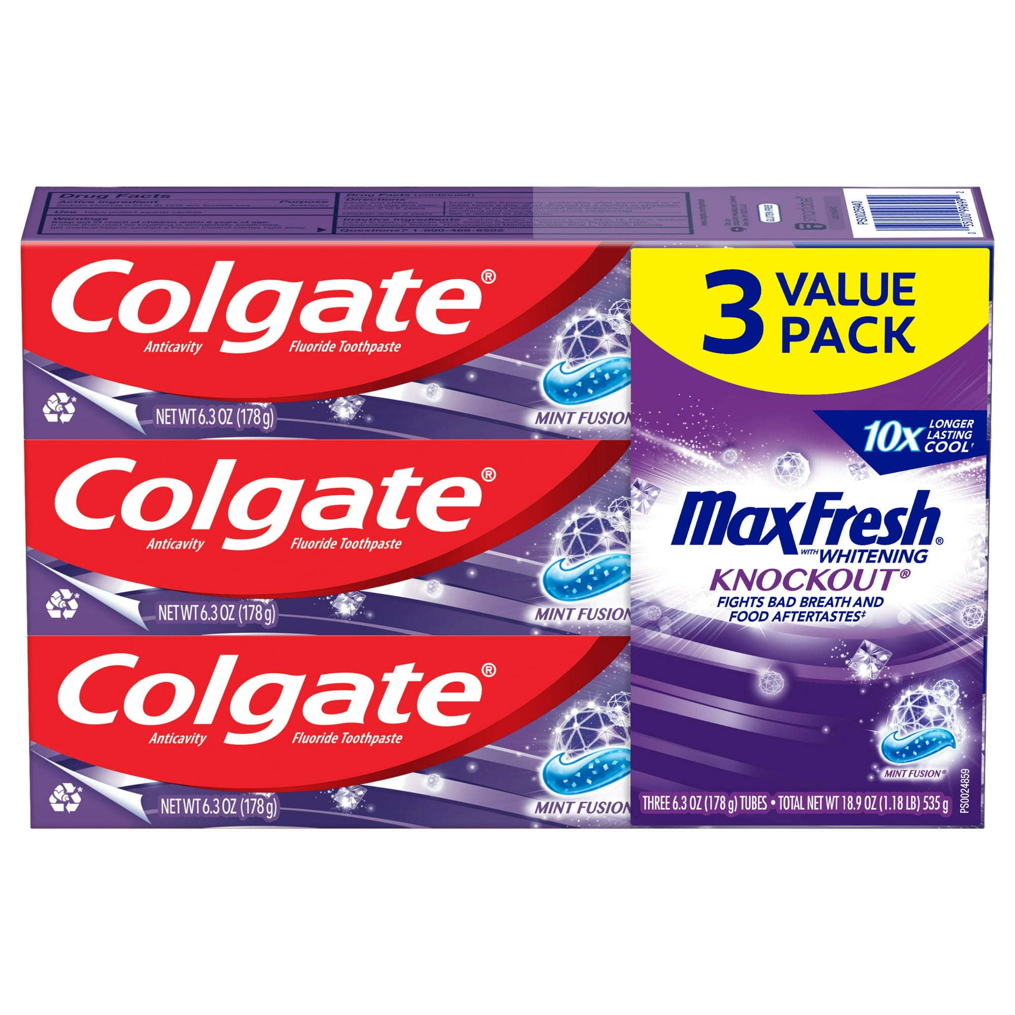 Colgate Max Fresh Knockout Toothpaste, Mint Fusion, Whitening, Fluoride ...